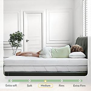 Novilla Queen Mattress, 8 Inch Memory Foam Mattress for Pressure Relief & Comfort Sleep, Medium Firm Feel with Motion Isolating, Queen Mattress in a Box, White