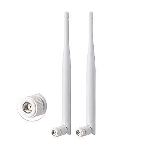 Eightwood 2.4GHz 5GHz 6dBi WiFi Antenna for Security Camera Surveillance DVR Recorder WiFi Router, RP-SMA Connector, White, 2-Pack
