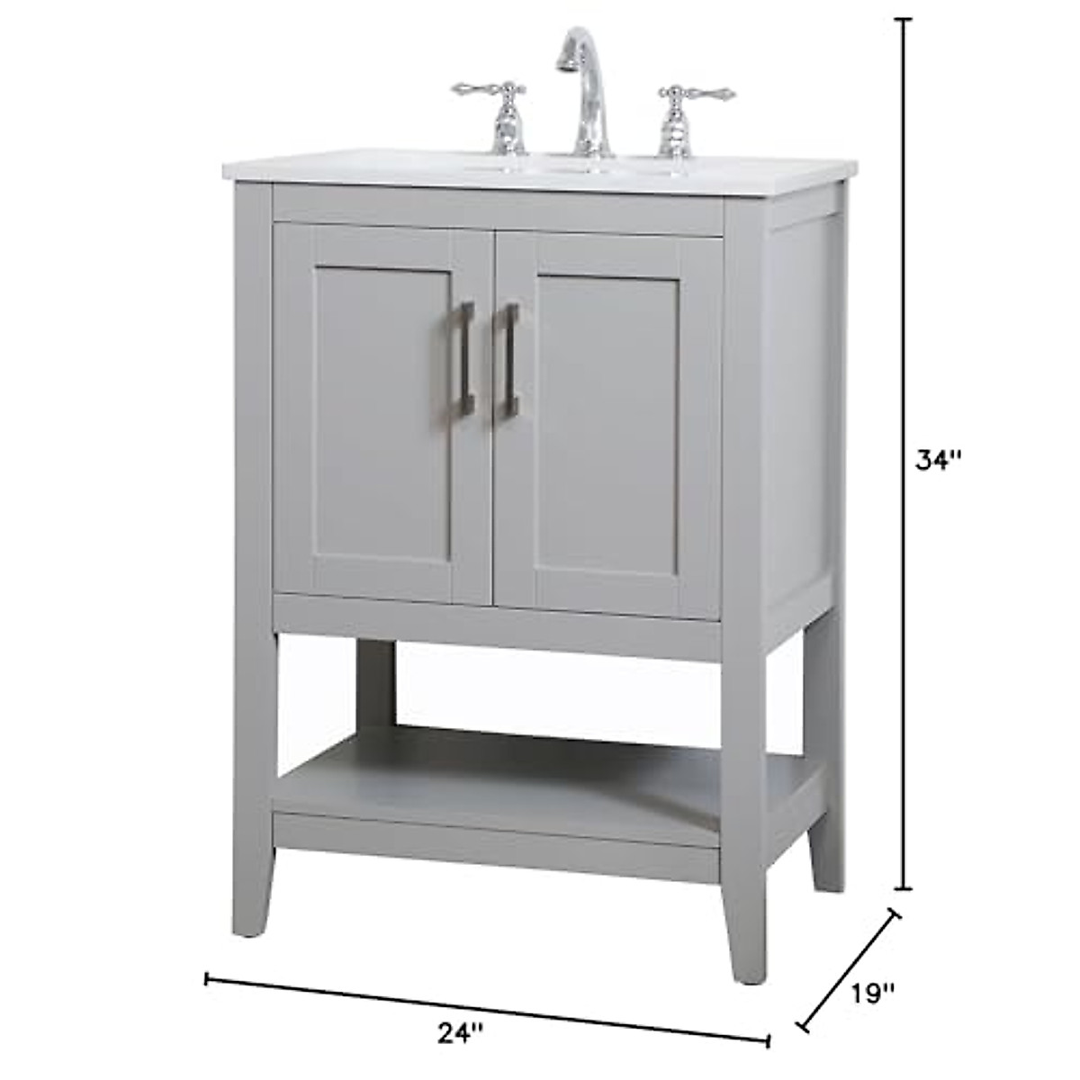 Elegant Kitchen and Bath 24 inch Single Bathroom Vanity Cabinet - Grey