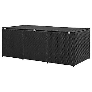 Canditree Outdoor Large Storage Box, Storage Contrainer Rattan, Organizers for Garden Furniture Pillows Cushions (Black)