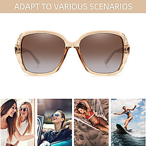 OCERAVE Oversized Polarized Square Sunglasses for Women Men Fashion Sparkling Frame Shades HJ025