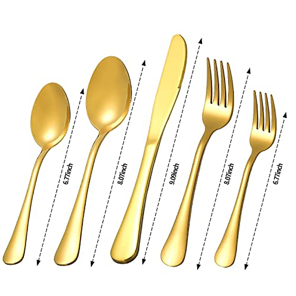 Gold Silverware Set for 12, Compralo 60 Pieces Stainless Steel Shiny Gold Flatware Set, Gold Cutlery Tableware Set Include Spoons, Forks, Knives for Home and Restaurant