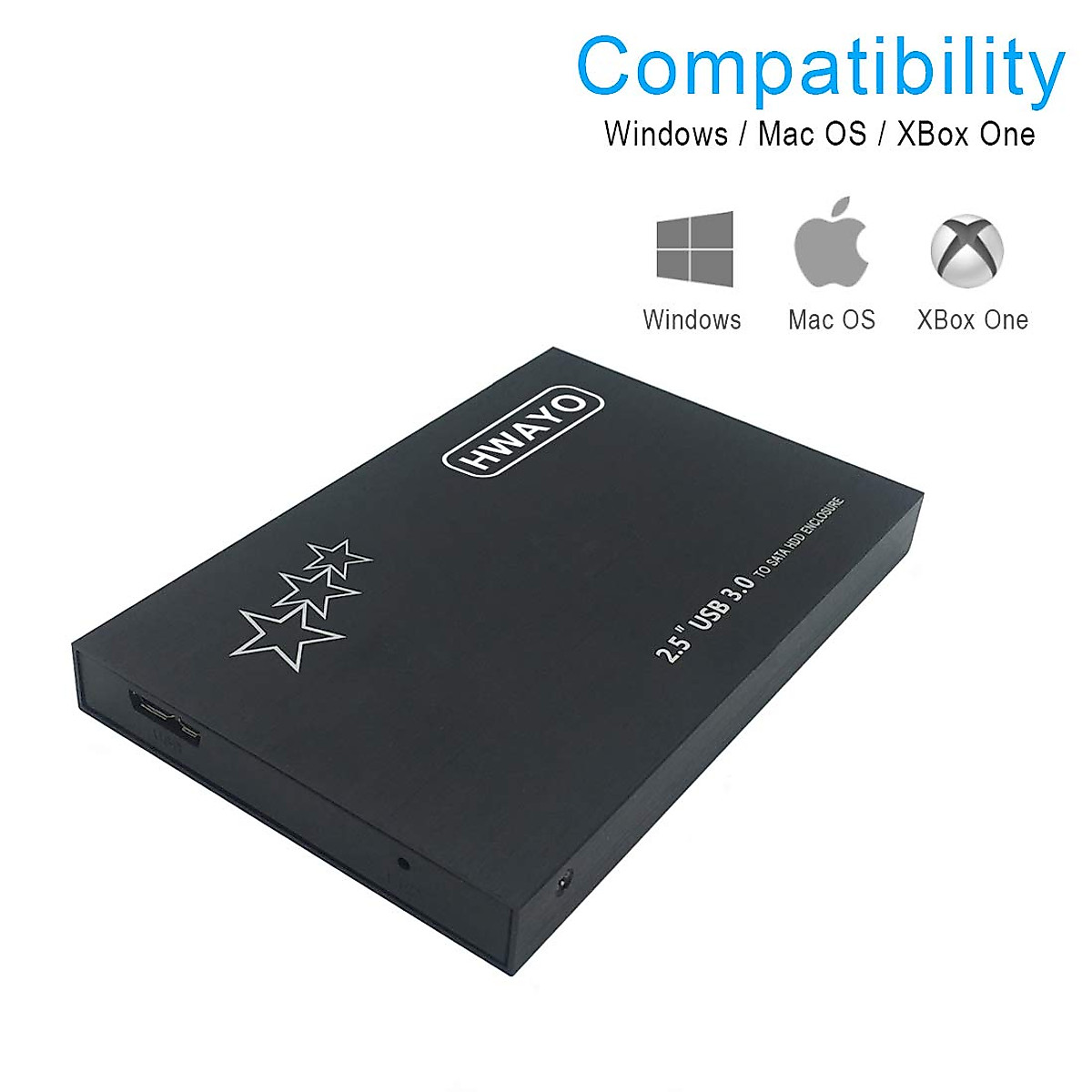 1TB External Hard Drive Portable - HWAYO 2.5'' Ultra Slim HDD Storage USB 3.0 for PC, Laptop, Mac, Chromebook (Black)