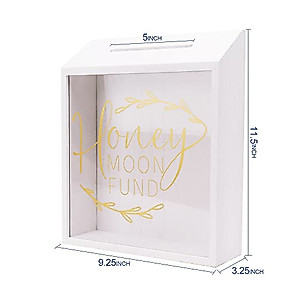Defined Deco Honey Moon Fund Box Gift Card Box Wood Wedding Card Box Picture Box Shadow Box for Wedding Decor Wedding Decorations for Reception with Wood Sign SET OF 2 (11.5 x 9.25x 3.25IN)