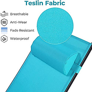 CXDTBH 3Pcs Sun Lounger Recliner Set Aluminum Chaise Lounges,Reclining Chair with 5 Adjustable Backrest, Head Cushion, Table for Garden