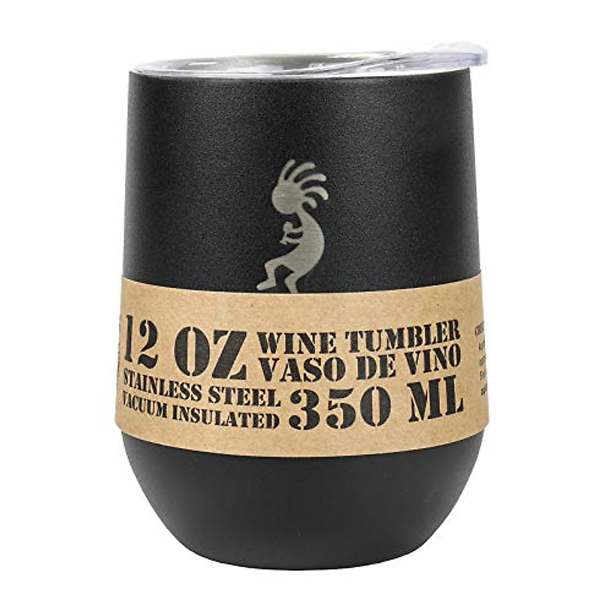 Aquapelli Vacuum Insulated Wine Tumbler, 12 Ounces, Midnight Black