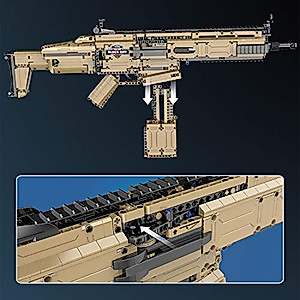 Lingxuinfo Gun Model Kits for Adults, 1406+PCS 1:1 Shooting Blaster Model Kit with Motor, Simulation Mechanical Weapon Building Block Toy