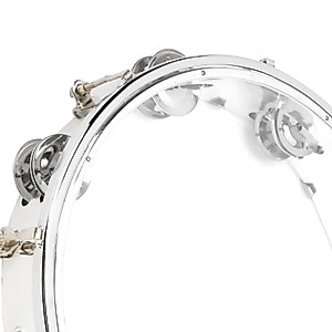 Tambourine for Adults 10 inch Double Row Metal Jingles Hand Held Musical Educational Drum Instrument for Party Games(Transparent color)