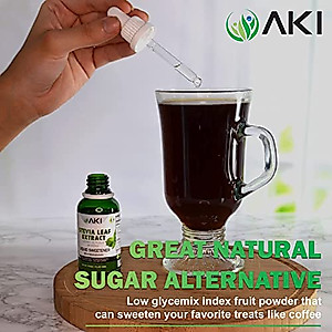 AKI Liquid Stevia Drops Sweetener (1.75 fl oz / 50 ml) Ideal for Coffee, Tea, Iced tea, Lemonade, Frostings, Smoothie, other Beverages or Yogurt | NON-GMO, Sugar-Free | Pack of 1