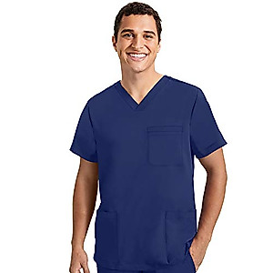 Healing Hands Mens Scrubs Top 3 Pocket Purple Label Jake 2331 V-Neck Scrub Tops for Men Navy L