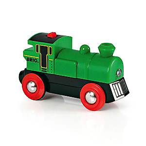 BRIO World 33595 Engine Train - Battery Powered Wooden Toy for Kids | Forward & Reverse Movement | Illuminating Headlights | Ideal for Toddlers 3 Years & Up