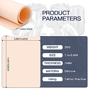 Blank Tattoo Skin Practice, 10Pcs Double Sides 8x6" Tattooing Skins Microblading Eyebrow Practice Skin for Tattoo Supplies,Tattoo Kit,for Beginners and Experienced Tattoo Artists