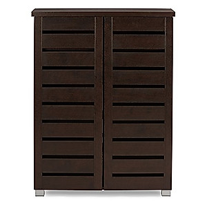 Wholesale Interiors Baxton Studio Adalwin Modern and Contemporary 2-Door Dark Brown Wooden Entryway Shoes Storage Cabinet, SC863522-Wenge