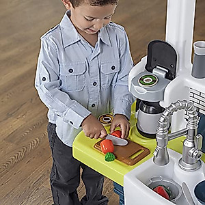 Step2 Elegant Edge Kitchen Set for Kids – Includes 70+ Toy Kitchen Accessories, Interactive Features for Realistic Pretend Play – Upscale Indoor/Outdoor Toddler Playset – Dimensions 50" x 65.75" x 14"