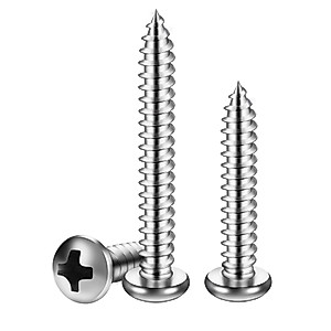 #8 x 2 Pan Head Self Tapping Screw, Pan Head Sheet Metal Screws Wood Screws, Stainless Steel 304 (18-8), 50 Pack