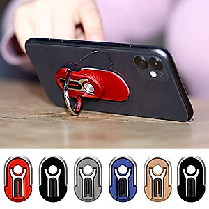 6 Pieces 3-in-1 Multipurpose Mobile Phone Bracket Holder 360 Degree Rotation Cell Phone Ring Stand for Car Home, 5 Colors