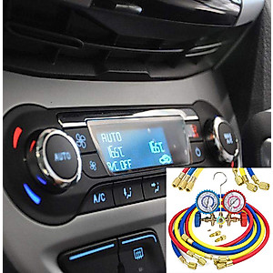 Air conditioning Refrigerant Charging Hoses with Diagnostic Manifold Gauge Set and 2 Quick Coupler for R410A R22 R404 Refrigerant charging,1/4" Thread Hose Set 60" Red/Yellow/Blue (3pcs)