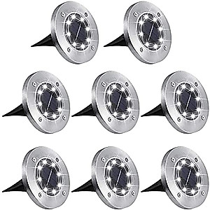 Aogist Solar Ground Lights,8 LED Garden Lights Patio Disk Lights In-Ground Outdoor Landscape Lighting for Lawn Patio Pathway Yard Deck Walkway