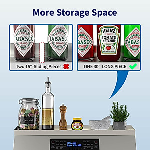 IIIOIIIA Stove Top Magnetic Shelf for Kitchen Organization, 30" Magnetic Spice Rack Over The Stove, 4" Deep Spice Organizer with Border All Around, Brushed Stainless, Silver