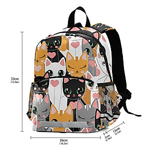 beeplus Lovely Cats Assembly Kids Backpack 13inch Little Kid Toddler Backpacks for Boys and Girls with Chest Strap