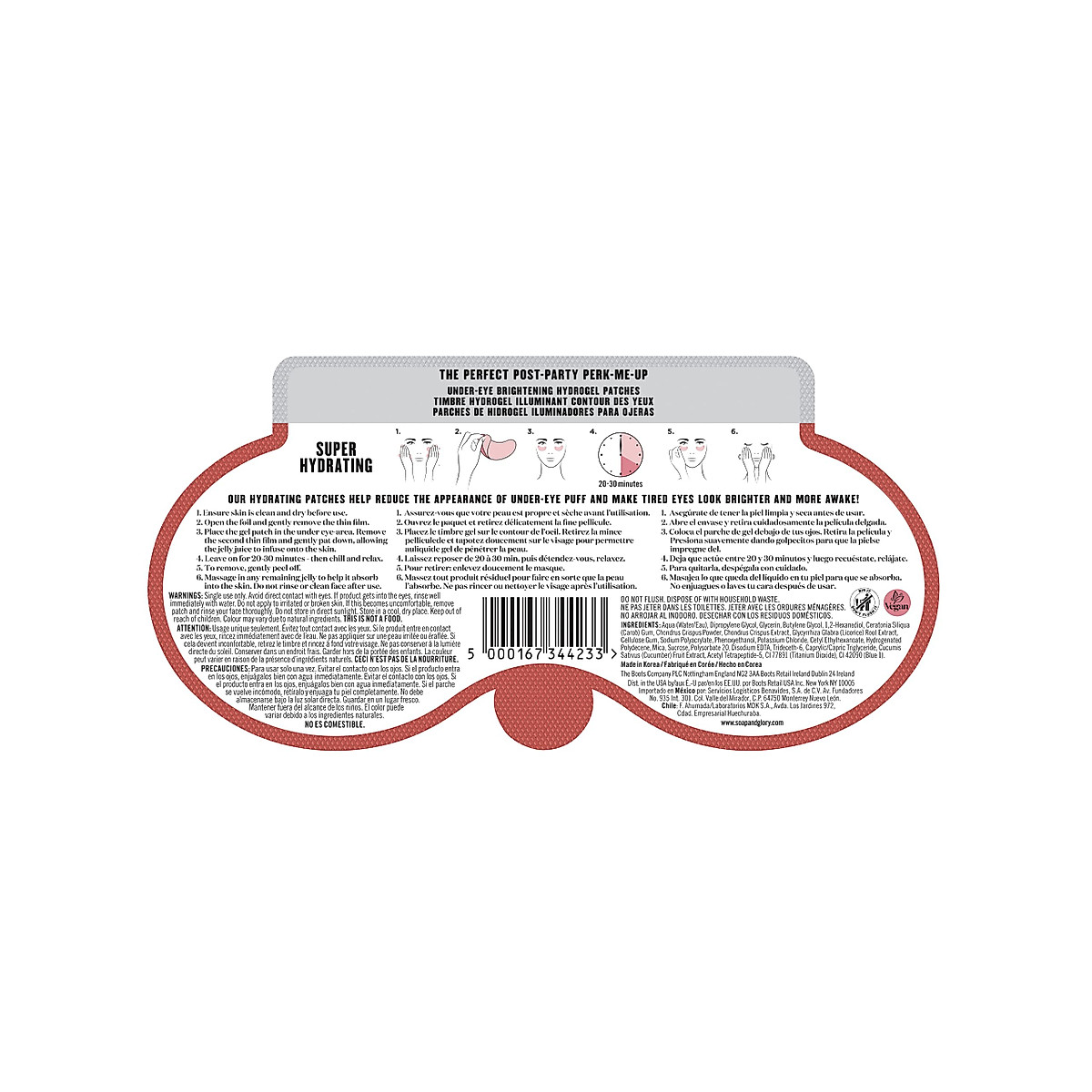 Soap & Glory Puffy Eye Attack Brightening Under Eye Mask - Eye Gel Pads to Reduce Appearance of Dark Circles & Eye Bags - Hydrating Puffy Eyes Treatment (1 Count)