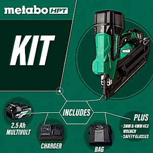 Metabo HPT 36V MultiVolt Cordless Paper Strip Framing Nailer | Includes Battery and Charger | NR3690DC