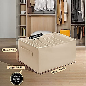 Sailthy Life Closet Organizers and Storage - Large 7 Grid for Pants, Yoga Pants, Leggings, T-Shirt, Dress with Sturdy Frame, Maximize Space Efficiency, Smell-Neutral Fabric (2 Packs, Beige)