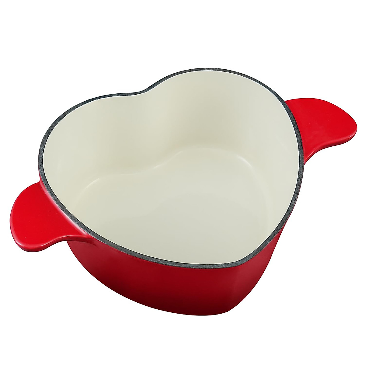 Flavehc Heart Shaped Dutch Oven 3 qt Cast Iron Dutch Oven Pot with Lid Enameled Cast Iron Dutch Oven for Bread Baking, Red