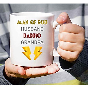 Christian Believers Gift, Ideal Gift for a Grandfather - Man Of God Prayers, Navy Multicolor Unisex Sweat 11 Oz White Ceramic Coffee Mug