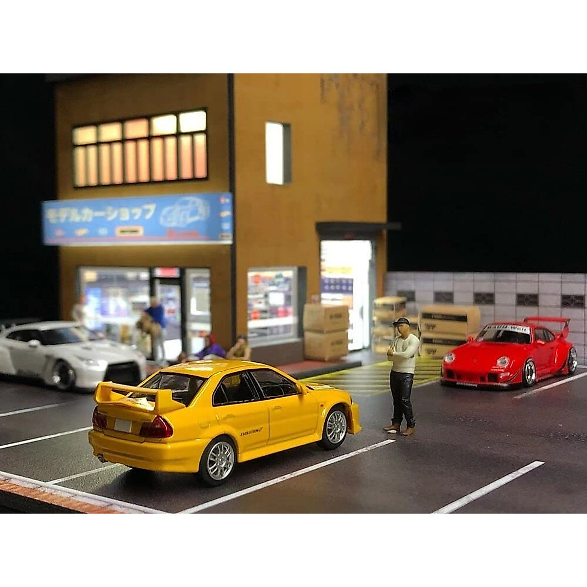 Diorama 1/64 Car Garage Model City Backdrop Car Parking Lot LED Lighting Scenery Model Toy