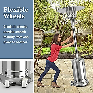 ARLIME Patio Heater Outdoor, 48000 BTU Gas Patio Heater with Trip-over Protection & CSA Certified, Stainless Steel Outdoor Propane Heater with Wheels for Yard, Garden, Party Commercial Restaurant
