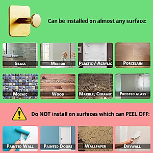 Heavy Duty Adhesive Metal Hooks for Hanging Hats, Garage Tools, Shower Accessories - Set of 6 Storage Hangers for Closet Entryway Organization, Wall Mount Peg Coat Rack, Bathroom Towel Holder (Gold)