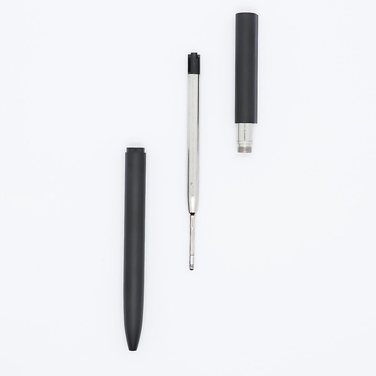 DunBong Black Ink Refill Pack of 5, Replaceable Ballpoint Pen Refills, Medium Point Metal Refill (Black)