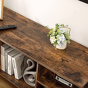 WEENFON Stand for 55 Inch TV, Retro Home Media Entertainment Center with 6 Storage Shelves, Industrial TV Console Cabinet for Living Room, Modern TV Stand Table, Rustic Brown