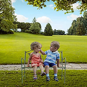 Westcharm Children's Metal Butterfly Bench | Plant Stand | Garden Décor for Outdoor Yard Garden - Decorative Kids Park Bench with Butterflies (32" L x 15" D x 26.5" H)