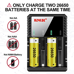 18650 Battery Charger Universal Smart Charger with LED Indicator for 3.7V Li-ion 26650 18500 16650 14500 Rechargeable Batteries (4-Slot)