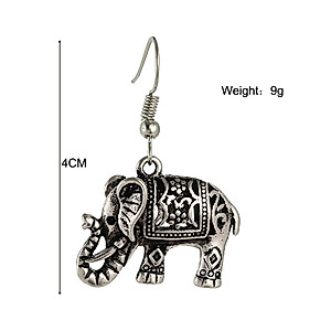 UHANGEHT Ancient Silver Boho Retro Animals Carve Elephants Drop Dangle Earrings (Elephants) …