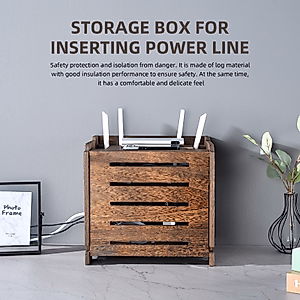 BEARUT Wooden Router Shelf Wall Mount WiFi Router Storage Box Modem Cable Router Cover Organized Power Strip Cable Management Hider Rack Need Assembly 11.4" W x 9.4" H x 9.1" D