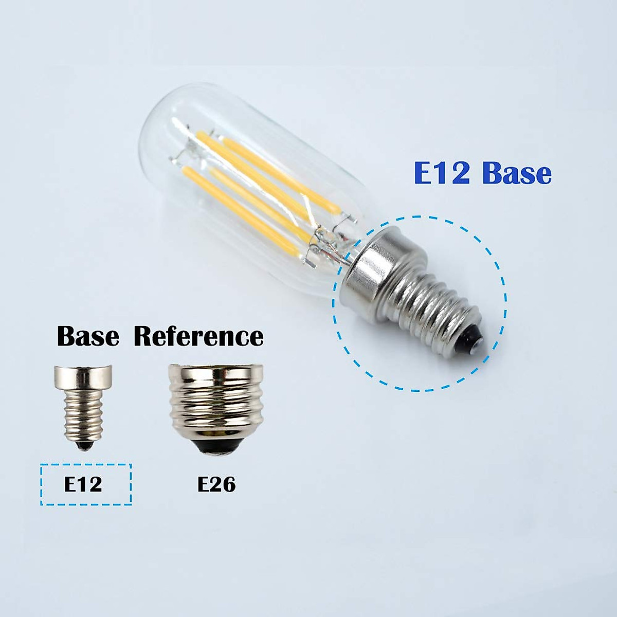 OPALRAY T8(T25) Mini Tube LED Bulb, 4W Dimmable, 400Lm 40W Incandescent Equivalent, Candelabra Bulb E12 Base, 2700K Warm White Soft Lighting, Clear Glass Small Tubular Tip, Pack of 5