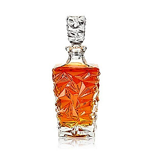 Viski Prism Whiskey Decanter, Lead-Free Crystal Liquor Carafe, Stylish Barware, Set of 1, 850 ml