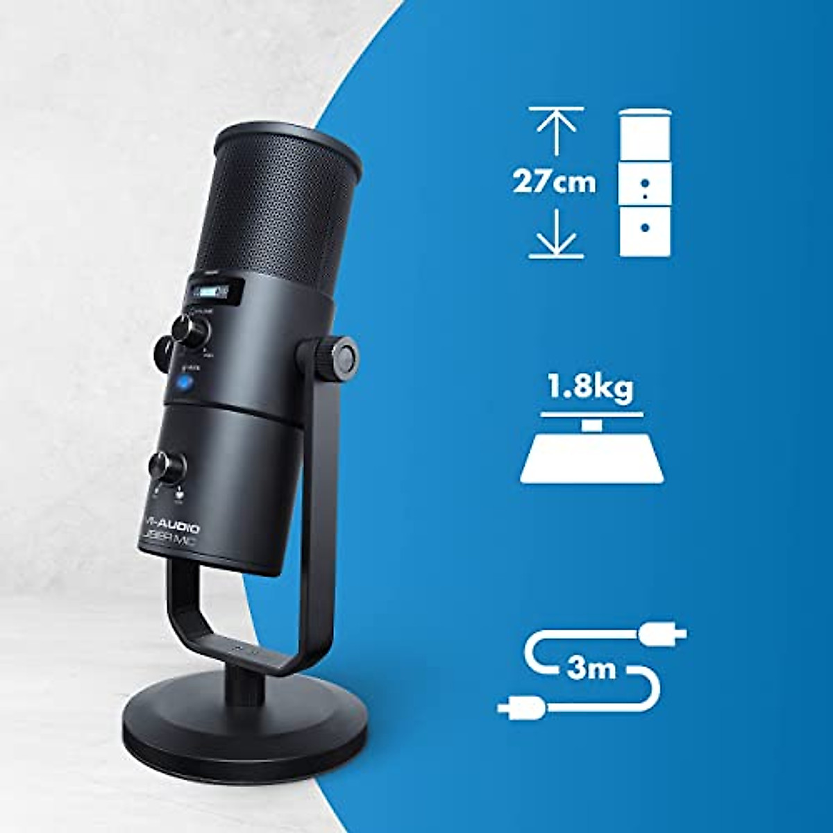 M-Audio Uber Mic | Professional USB Microphone With Switchable Polar Patterns and Integrated Headphone Output