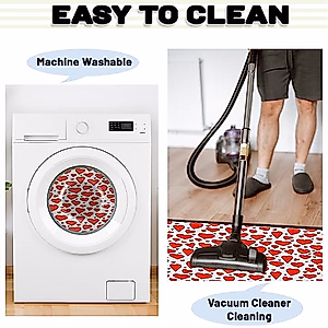 KOBLEN Red Love Heart Kitchen Rugs Non Slip Washable Absorbent Kitchen Mats 20x39 inch Cushioned Anti Fatigue Kitchen Floor Mats for in Front of Sink
