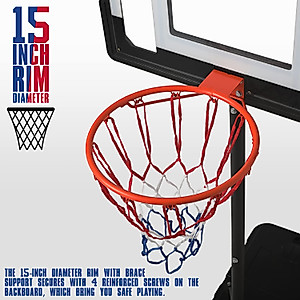 MoNiBloom Portable Basketball Hoop Goal 5ft- 7ft Adjustable-Height Stand with 33 Inch Backboard Wheels Fillable Base, Basketball Goals for Adults Indoor Outdoor Play, Black