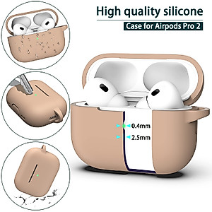 R-fun AirPods Pro 2nd/1st Generation Case Cover with Keychain, Full Protective Silicone Skin Accessories for Women Men with Apple AirPods Pro 2022/2019 Charging Case, Front LED Visible-Milk Tea