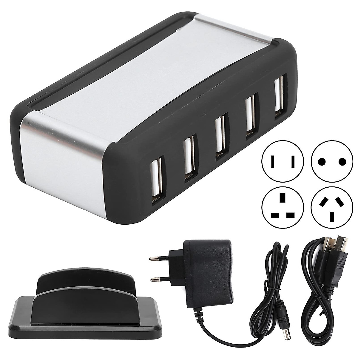 Kafuty-1 7 Ports USB Hub 2.0 Hub, USB 480 Mbps High‑Speed Extender Data Hub Splitter, with Power Supply, for PC, Laptop, Desktop, Windows Vista/XP/Me/ 2000/98, etc(US)