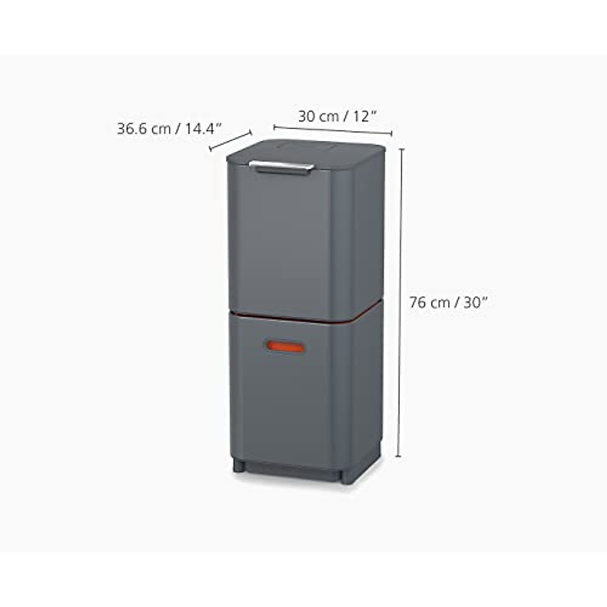 Joseph Joseph Intelligent Totem Compact Waste Separation & Recycling Unit-Graphite, 40 Liter/10.6 Gallon