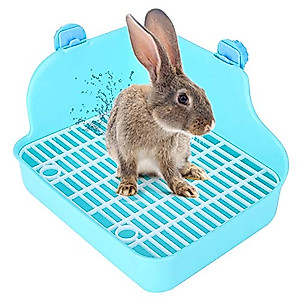 LIZEALUCKY Rabbit Litter Box Toilet, Plastic Square Cage Box Potty Trainer Corner Litter Bedding Box Pet Pan for Small Animals, Rabbits, Guinea Pigs, Chinchilla, Ferret, Galesaur, 11 x 8.7 x 5.9 in