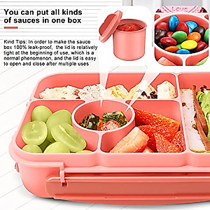 Dagugu Kids & Adult Bento Lunch Box, 5 Compartment Leakproof Lunch Containers, Microwave/Dishwasher/BPA Free (Pink)