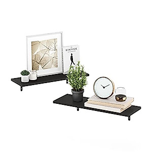 Furinno Rossi 23-Inch Wall Mounted Floating Display Shelves, Espresso, Set of 2