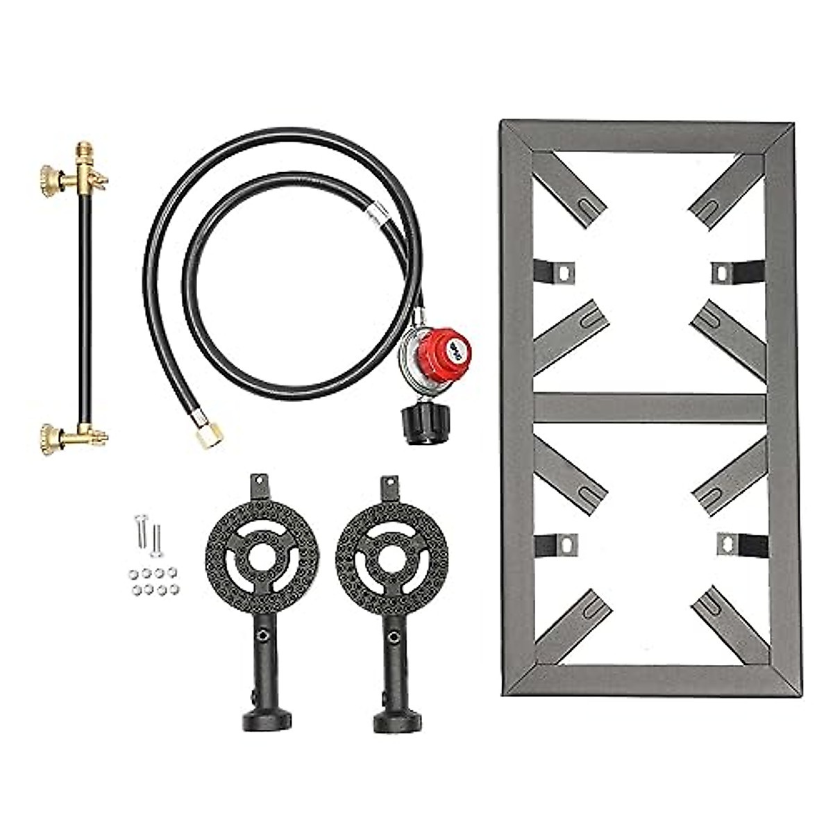 WenDissy Portable Double Burner Outdoor Gas Stove Propane Cooker with Adjustable 0-20 PSI Regulator Hose for Outdoor Cooking Picnics Camping BBQ Hiking